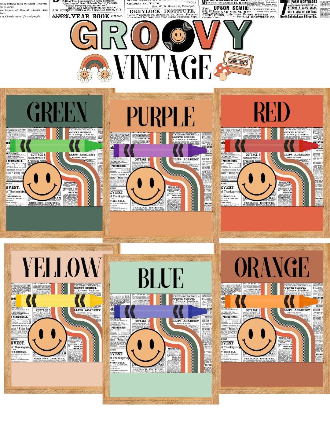 Groovy Vintage Classroom Color Posters - Etsy