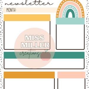 Modern Boho Rainbow Newsletter [editable] - Etsy