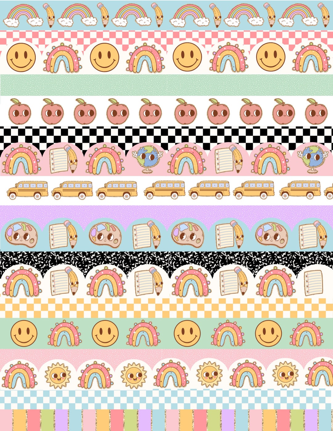 Groovy Back to School Bulletin Board Borders - Etsy