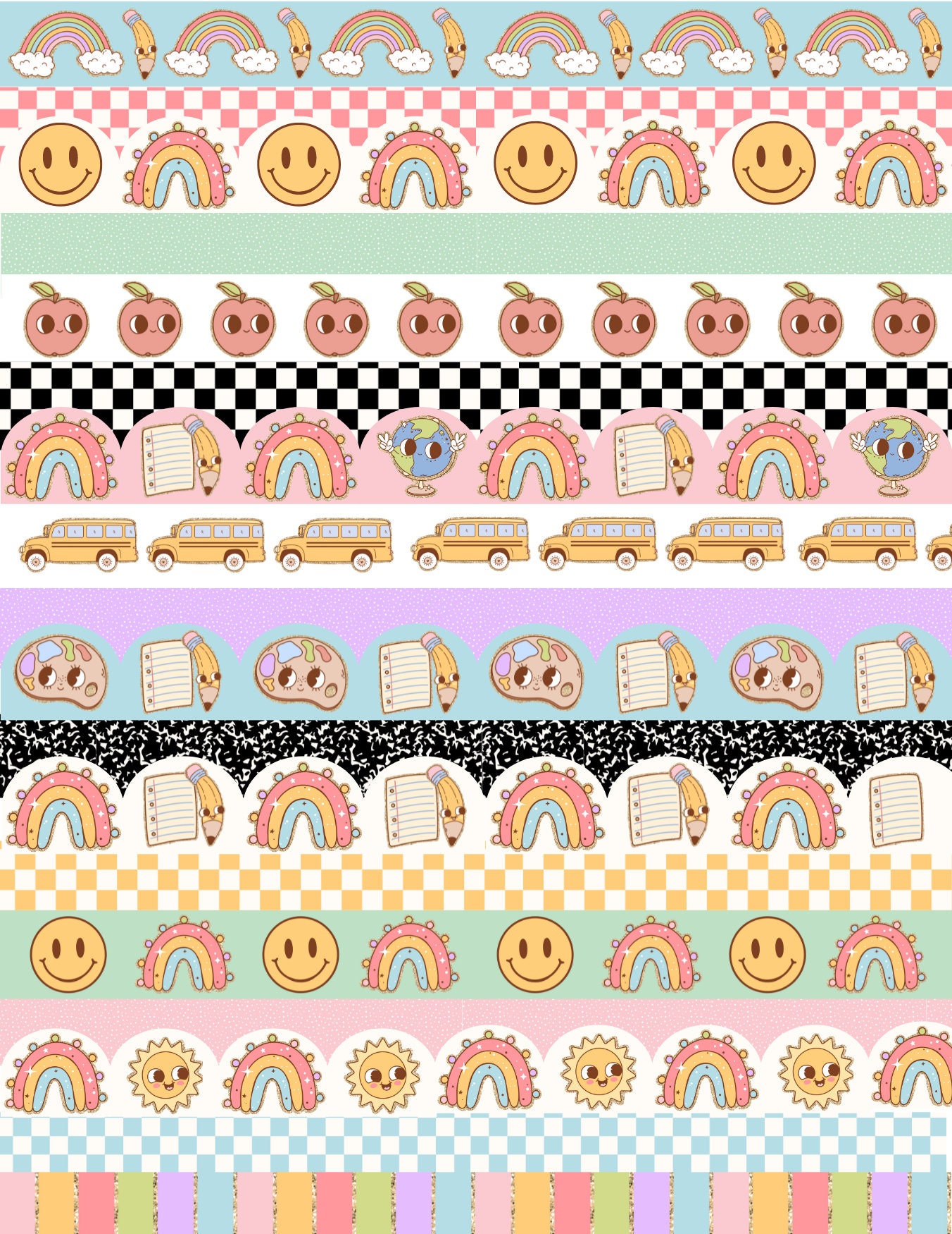 Groovy Back to School Bulletin Board Borders - Etsy