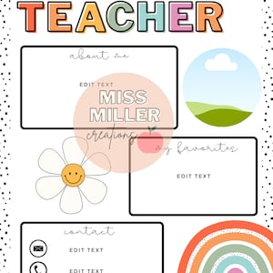 Retro Rainbow Meet the Teacher Template - Etsy
