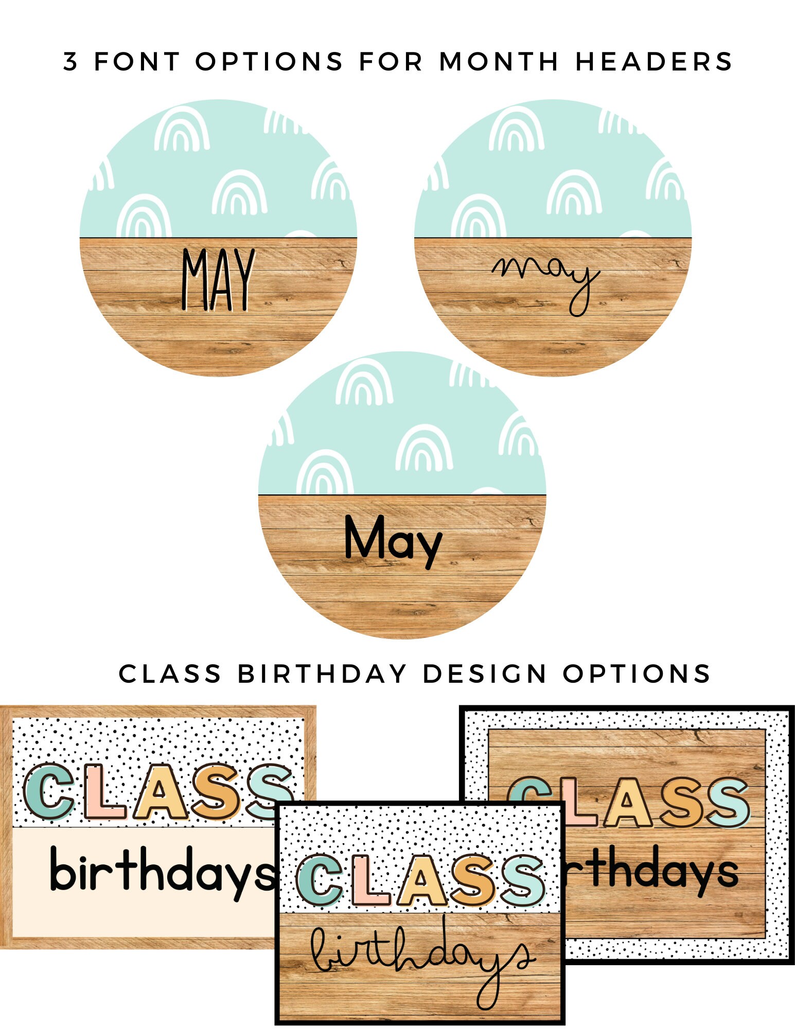 Modern Boho Rainbow Class Birthdays Display editable - Etsy