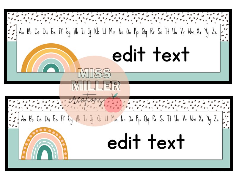 Modern Boho Rainbow Classroom Desk Plates editable - Etsy