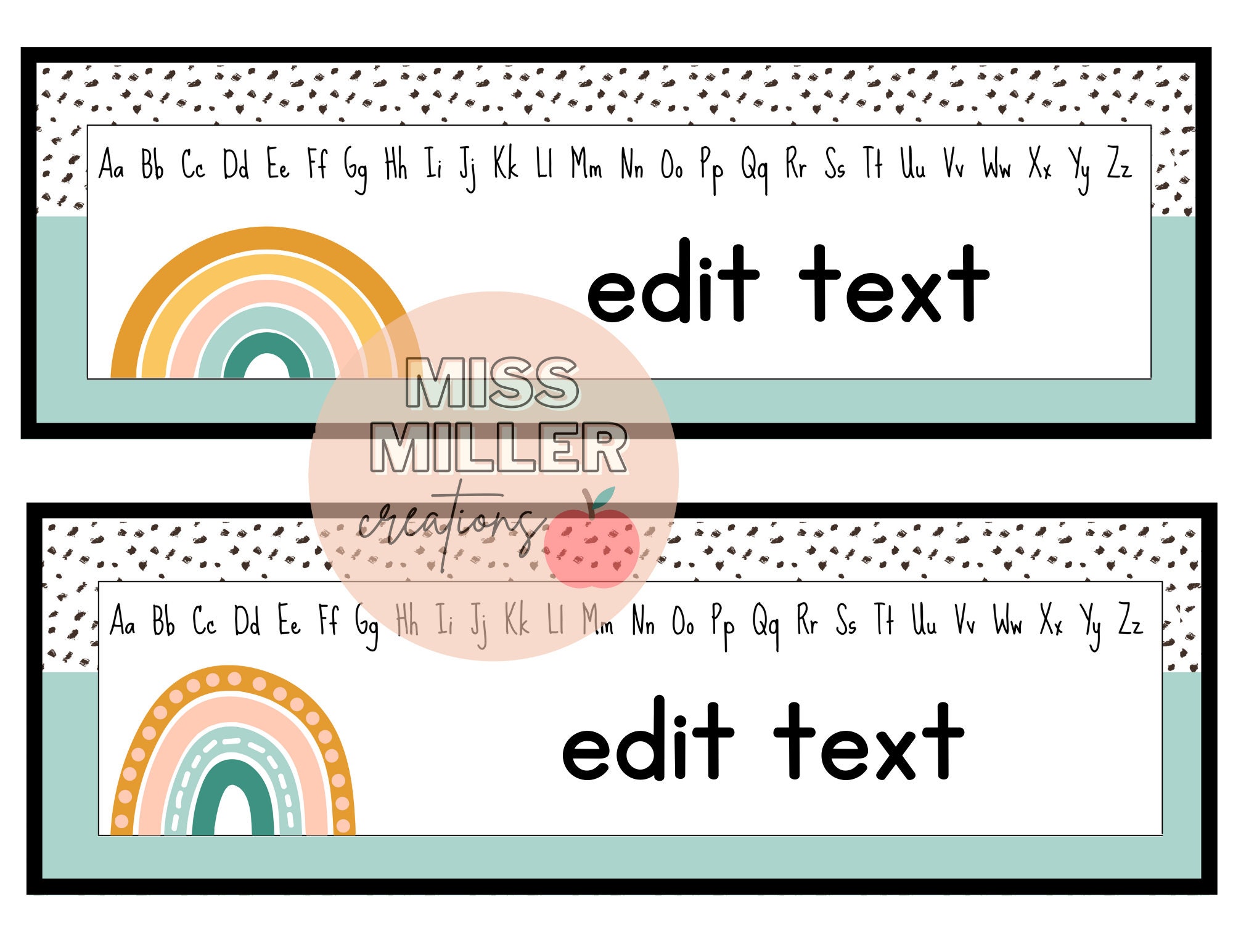 Modern Boho Rainbow Classroom Desk Plates editable - Etsy Australia