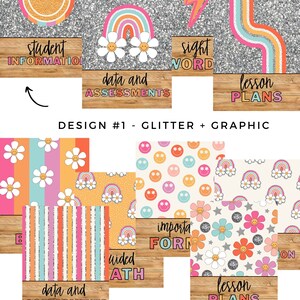 Groovy Glitter Binder Covers [editable] - Etsy