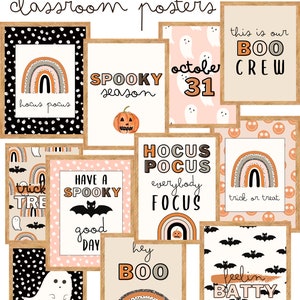 Boho Halloween Classroom Decor Posters - Etsy