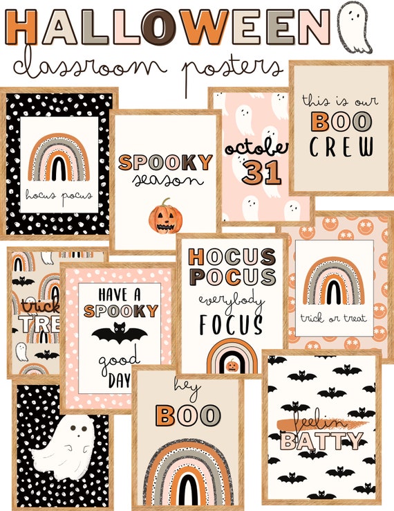 Boho Halloween Classroom Decor Posters - Etsy