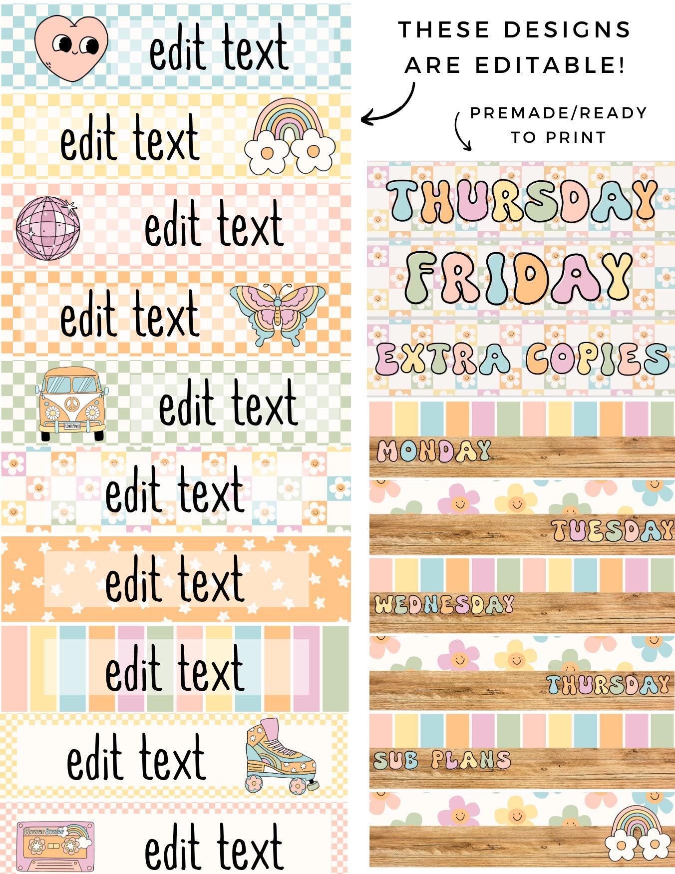 Groovy Pastel 10-drawer Cart Labels - Etsy