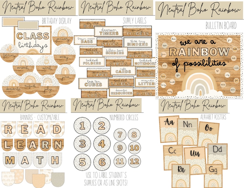 Neutral Boho Rainbow Complete Classroom Collection - Etsy