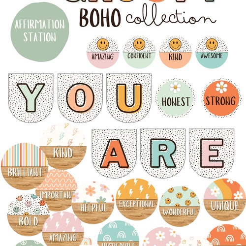 Groovy Boho Classroom Door Display editable Features - Etsy Canada