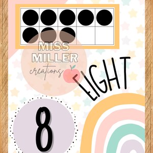 Pastel Boho Rainbow Classroom Number Posters - Etsy