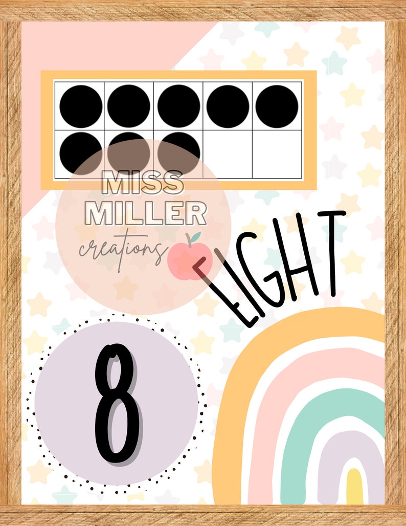 Pastel Boho Rainbow Classroom Number Posters - Etsy