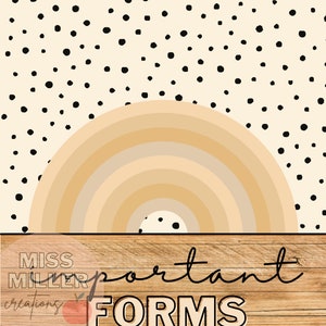 Neutral Boho Rainbow Binder Covers [editable] - Etsy