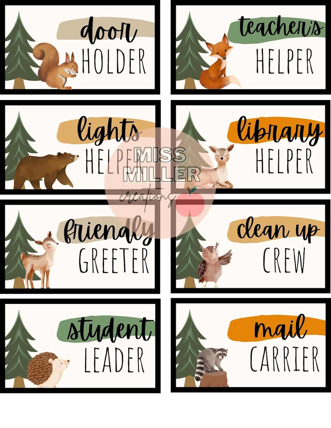 Woodland Classroom Jobs Display editable - Etsy