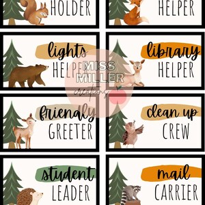Woodland Classroom Jobs Display [editable] - Etsy