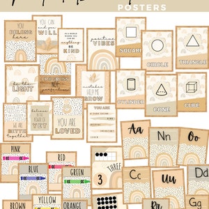 Neutral Boho Rainbow Complete Classroom Collection - Etsy