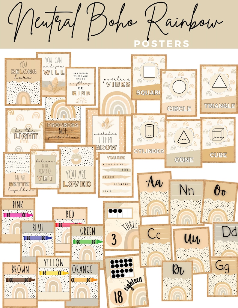 Neutral Boho Rainbow Complete Classroom Collection - Etsy