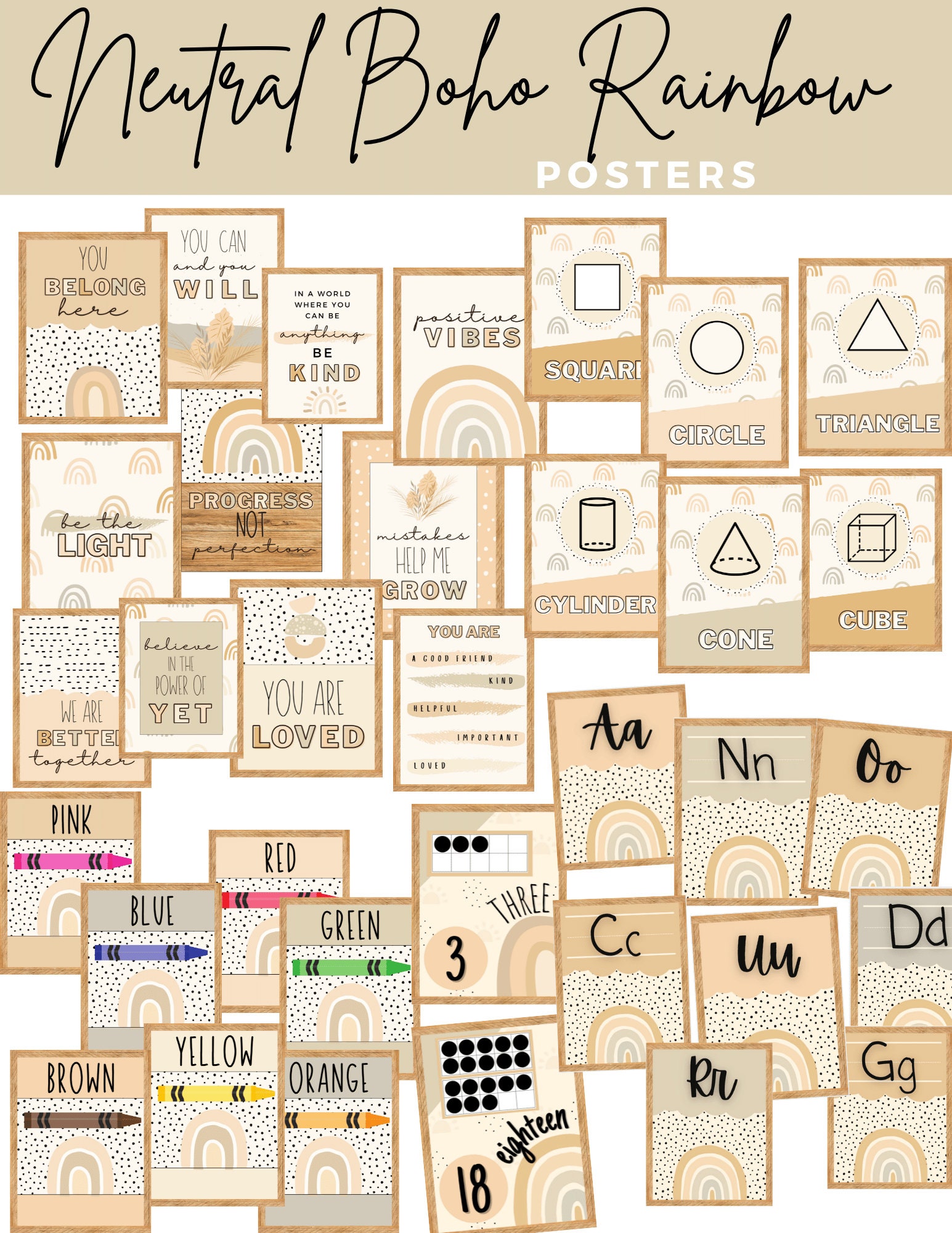 Neutral Boho Rainbow Complete Classroom Collection - Etsy