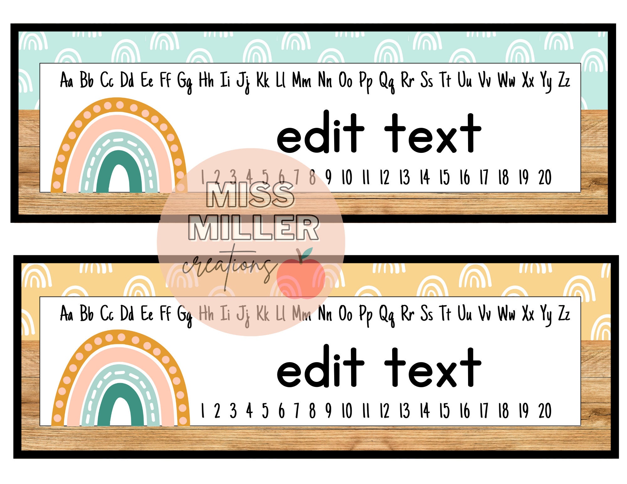Modern Boho Rainbow Classroom Desk Plates editable - Etsy Australia