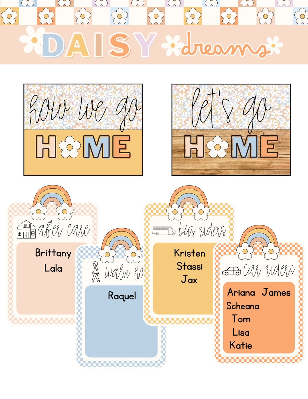 Daisy Dreams Dismissal Chart [editable Features] - Etsy