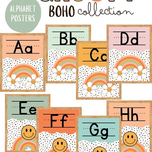 Groovy Boho Borders Retro Classroom Bulletin Board Decorations - Etsy
