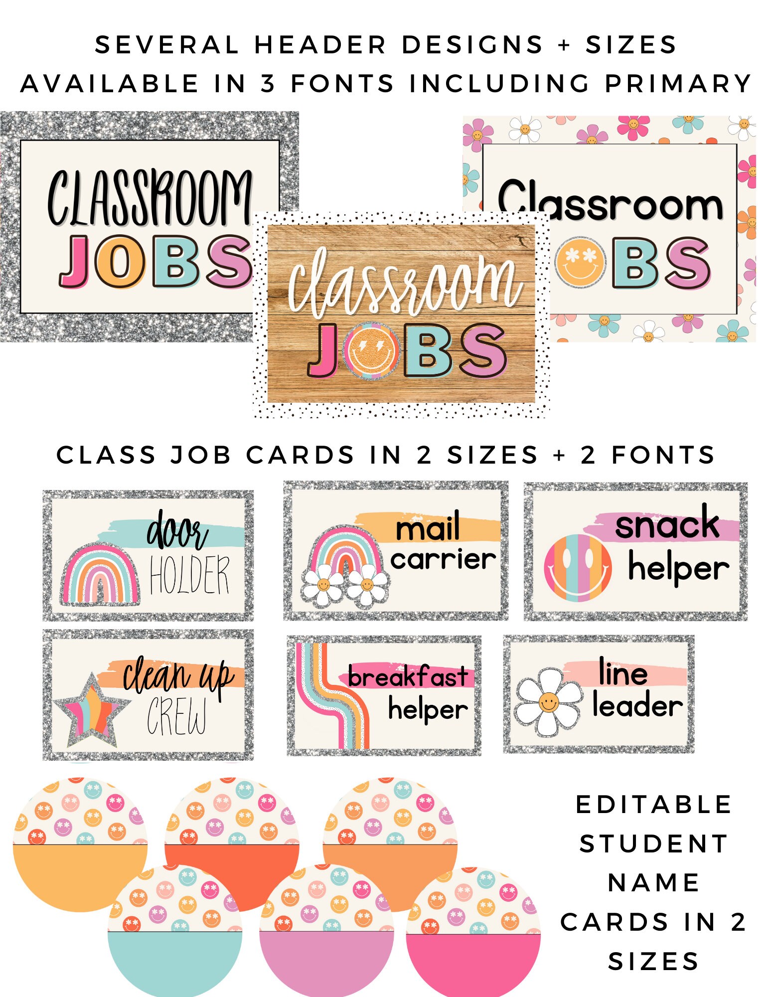 Groovy Glitter Class Jobs Display [editable] - Etsy