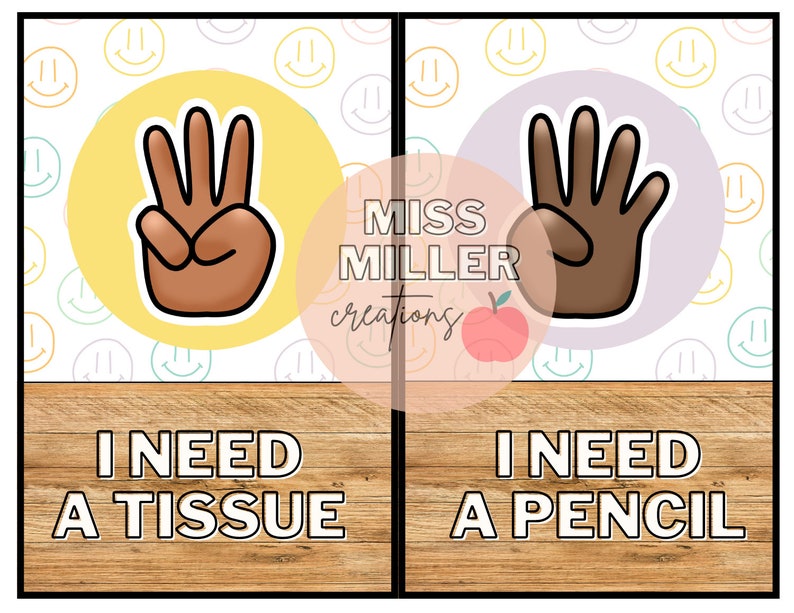 Pastel Boho Rainbow Hand Signals Classroom Posters editable - Etsy