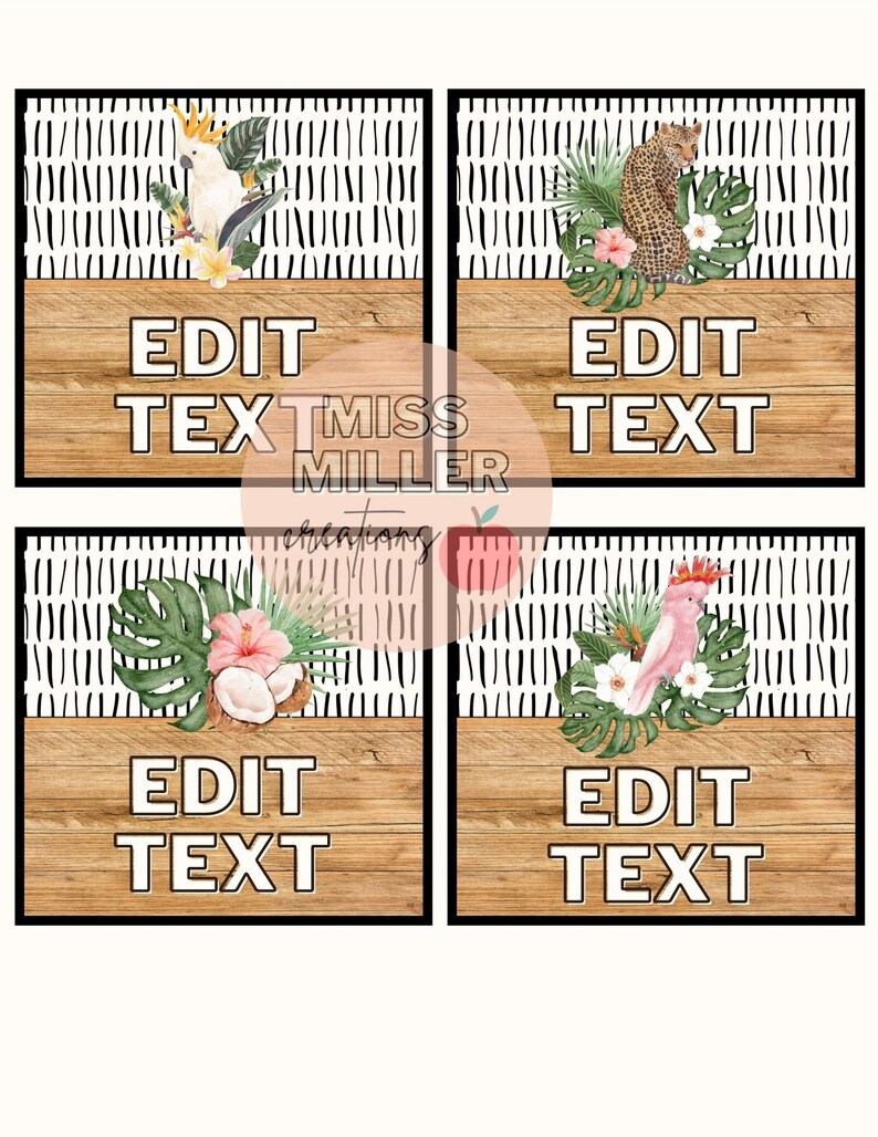 Boho Tropics Classroom Labels editable - Etsy