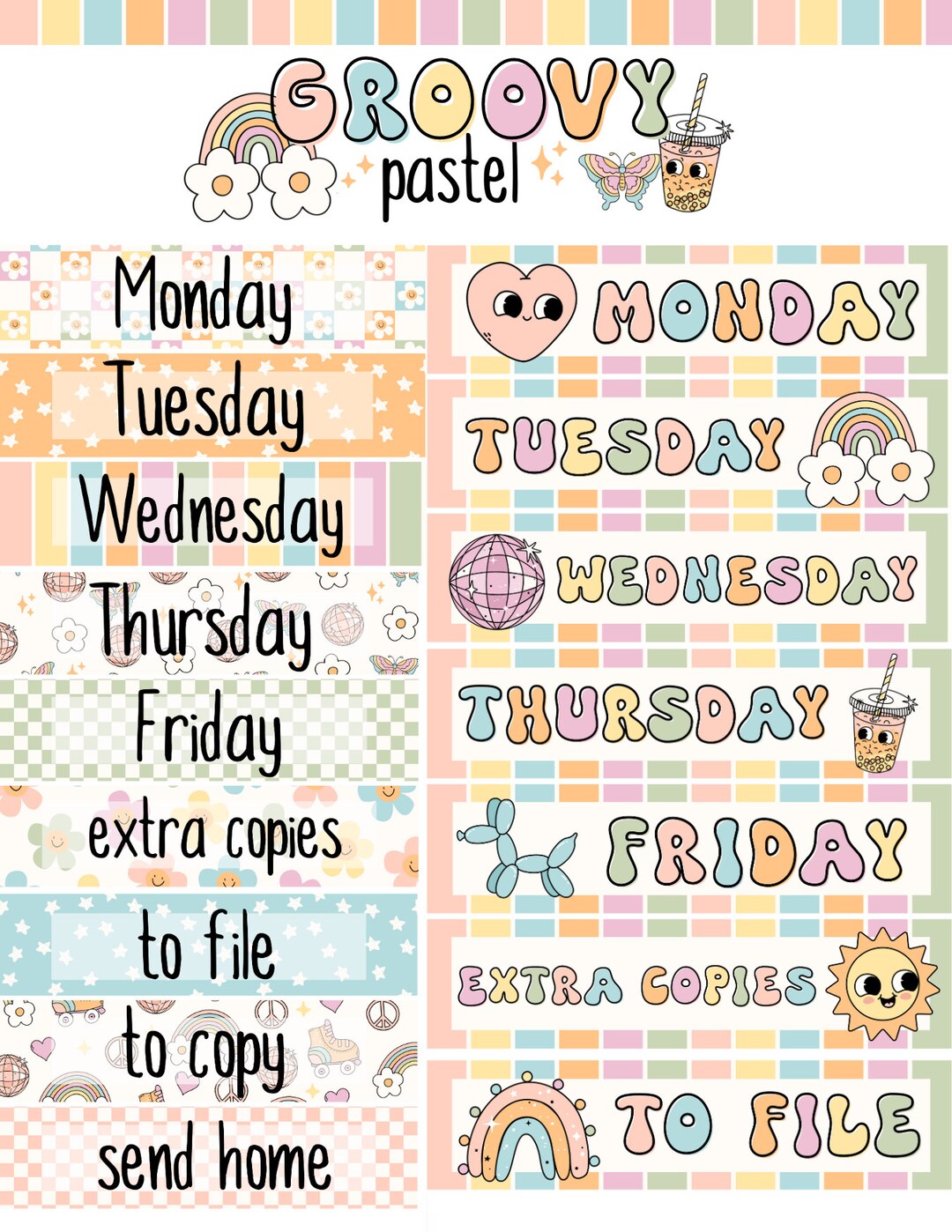 Groovy Pastel 10-drawer Cart Labels - Etsy