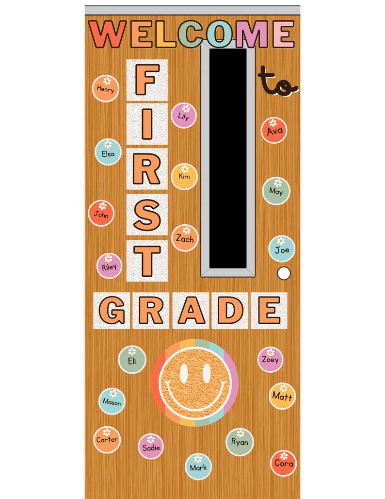 Retro Rainbow Classroom Door Display editable Features - Etsy