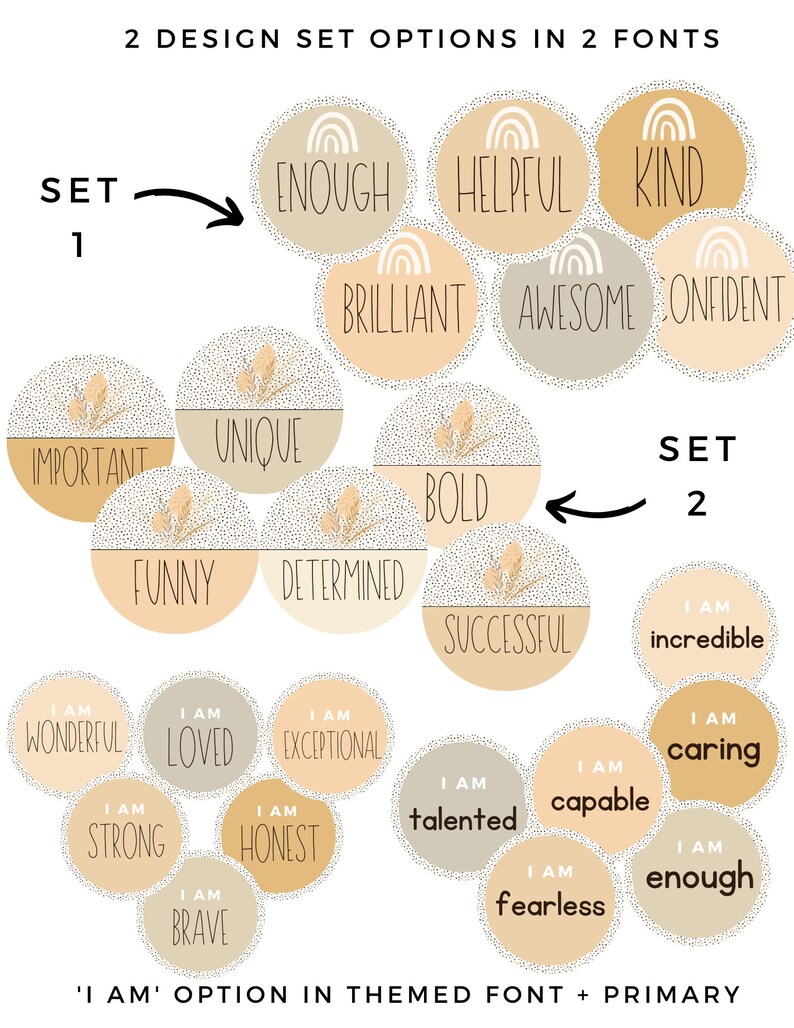 Neutral Boho Rainbow Classroom Affirmation Station - Etsy