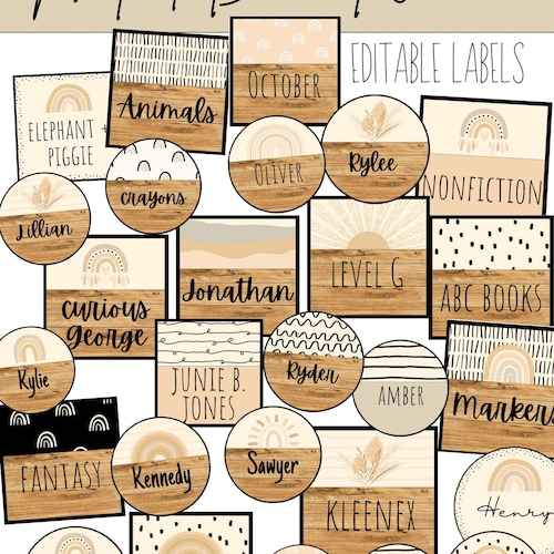 Neutral Boho Rainbow Complete Classroom Collection - Etsy