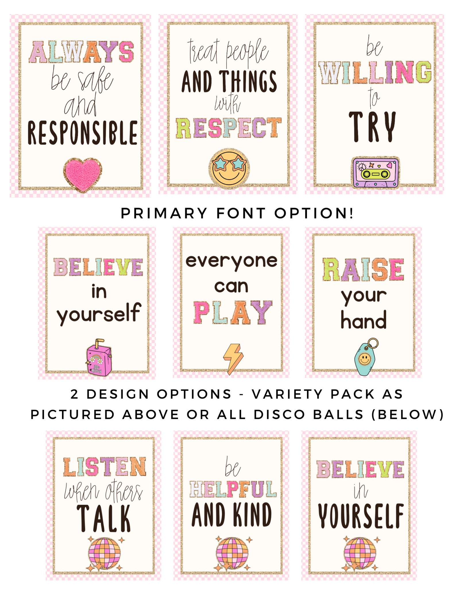 Disco Era Class Rules Posters - Etsy