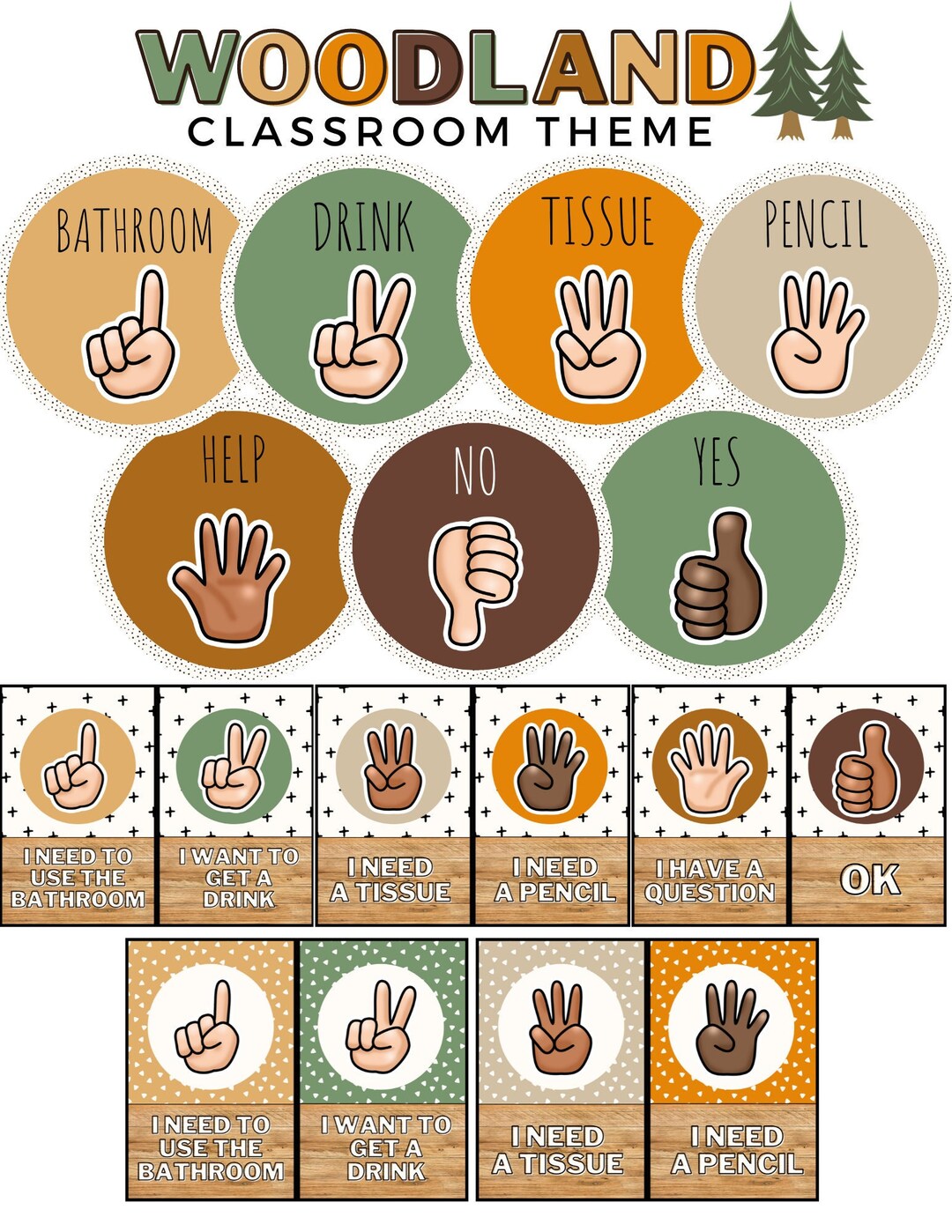 Woodland Hand Signals Classroom Posters [editable] - Etsy
