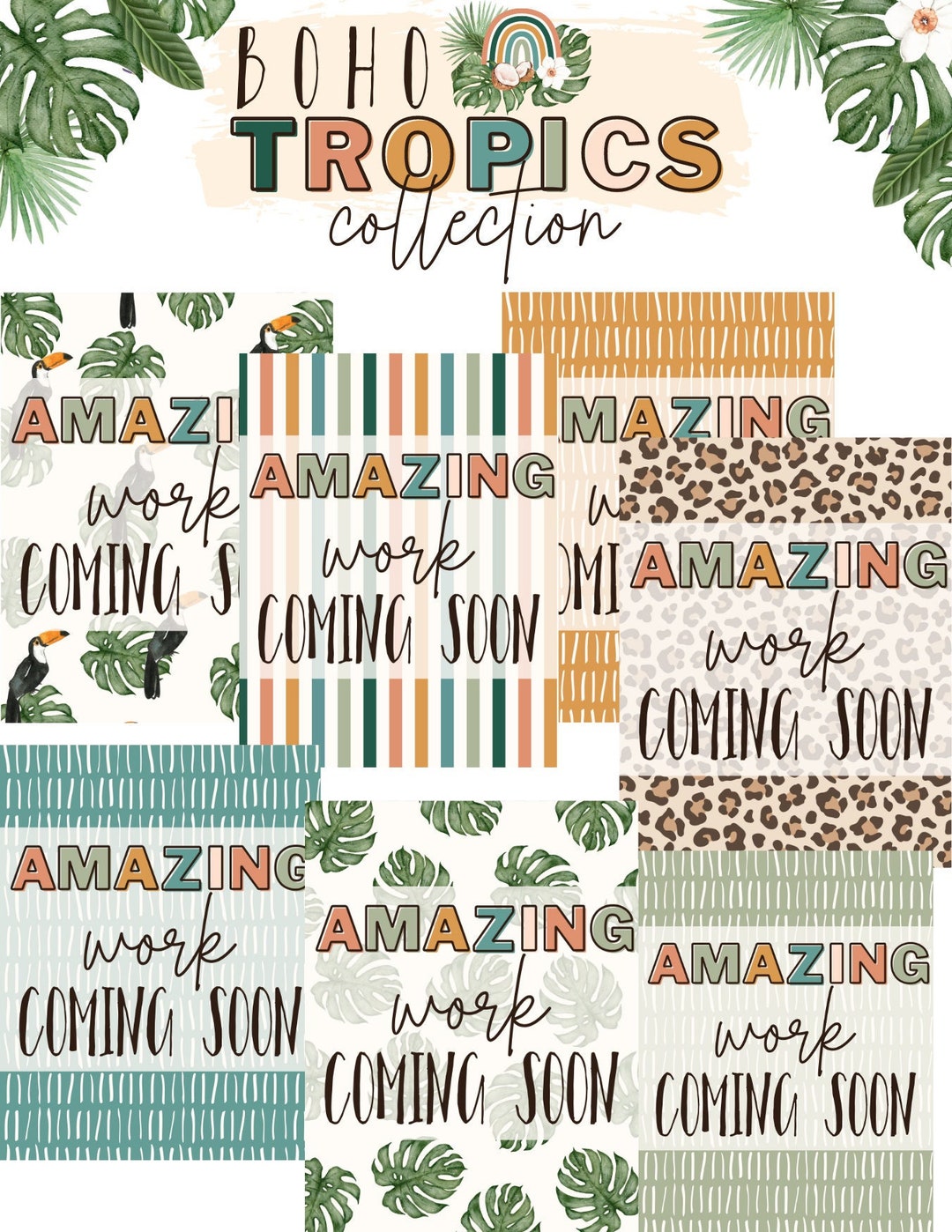 Boho Tropics Work Coming Soon Posters - Etsy