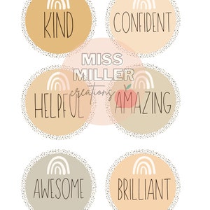 Neutral Boho Rainbow Classroom Affirmation Station - Etsy