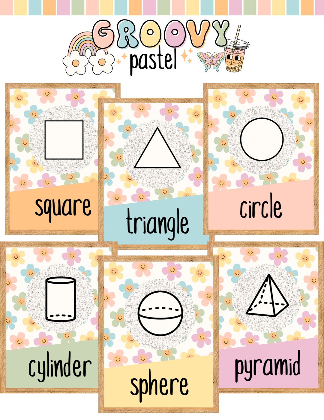 Groovy Pastel Classroom Shape Posters - Etsy