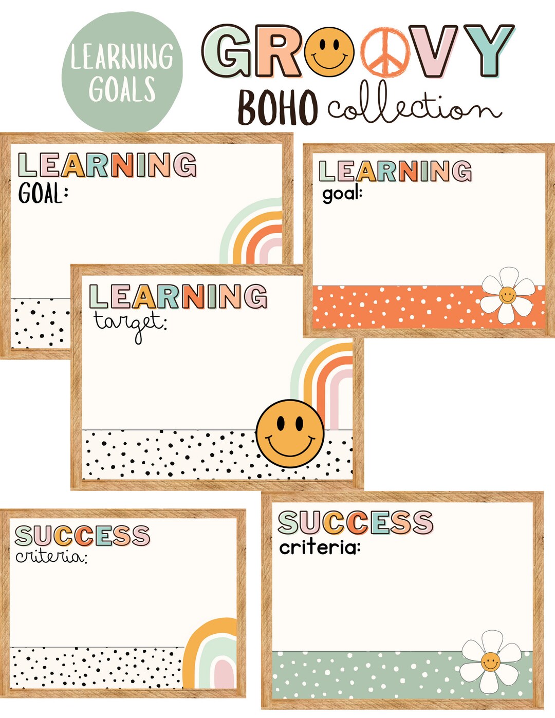 Groovy Boho Learning Goal Classroom Posters [editable] - Etsy
