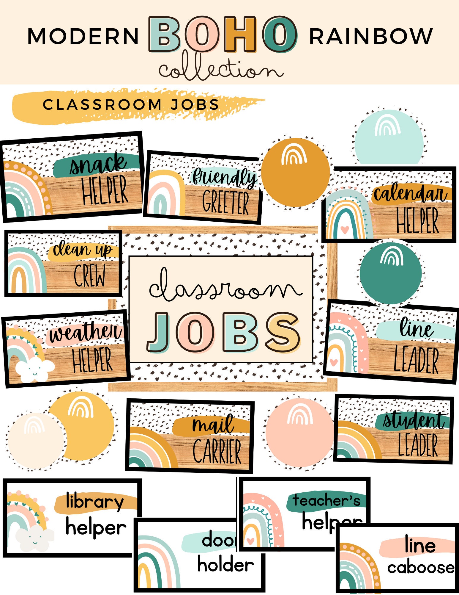 Modern Boho Rainbow Complete Classroom Collection - Etsy