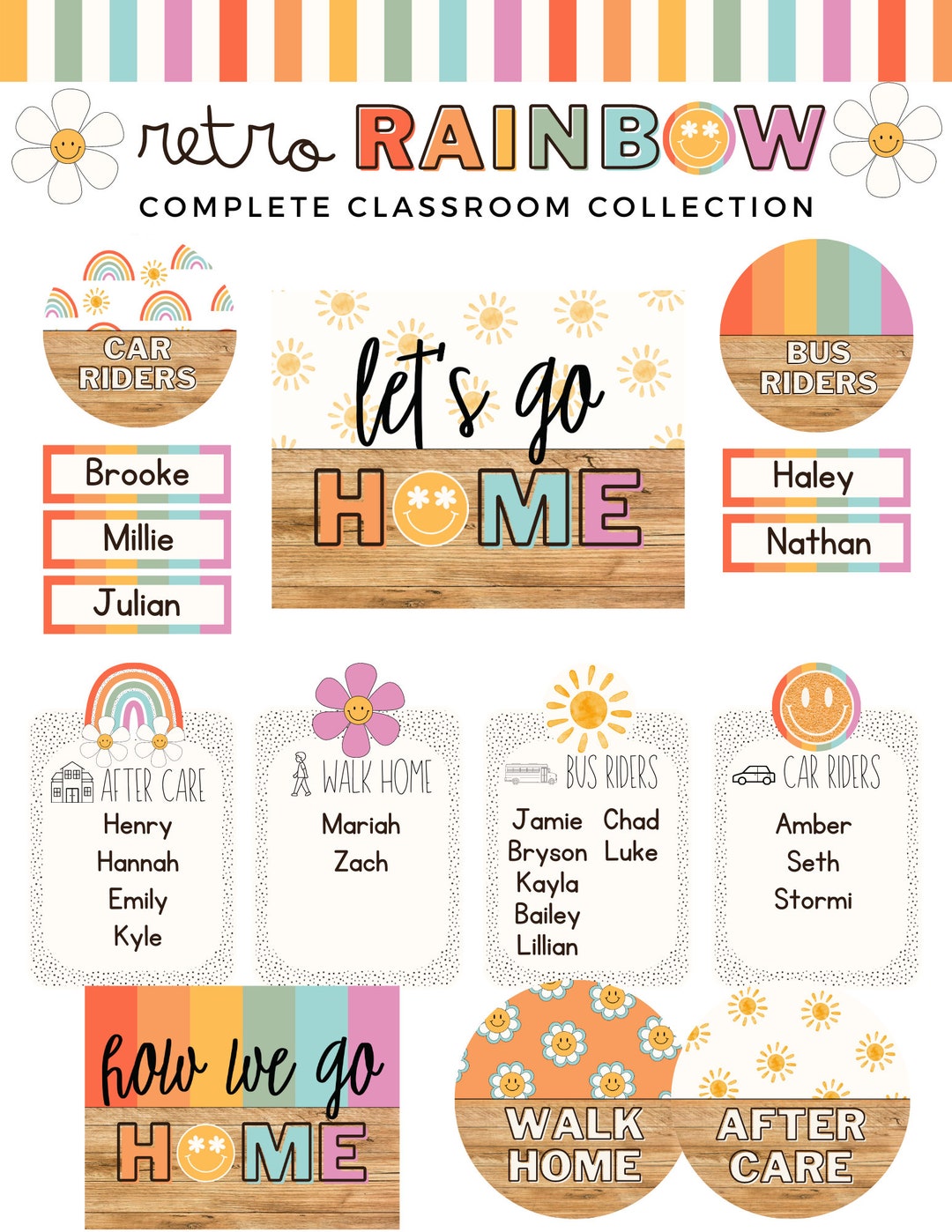 Retro Rainbow Dismissal Chart [editable Features] - Etsy