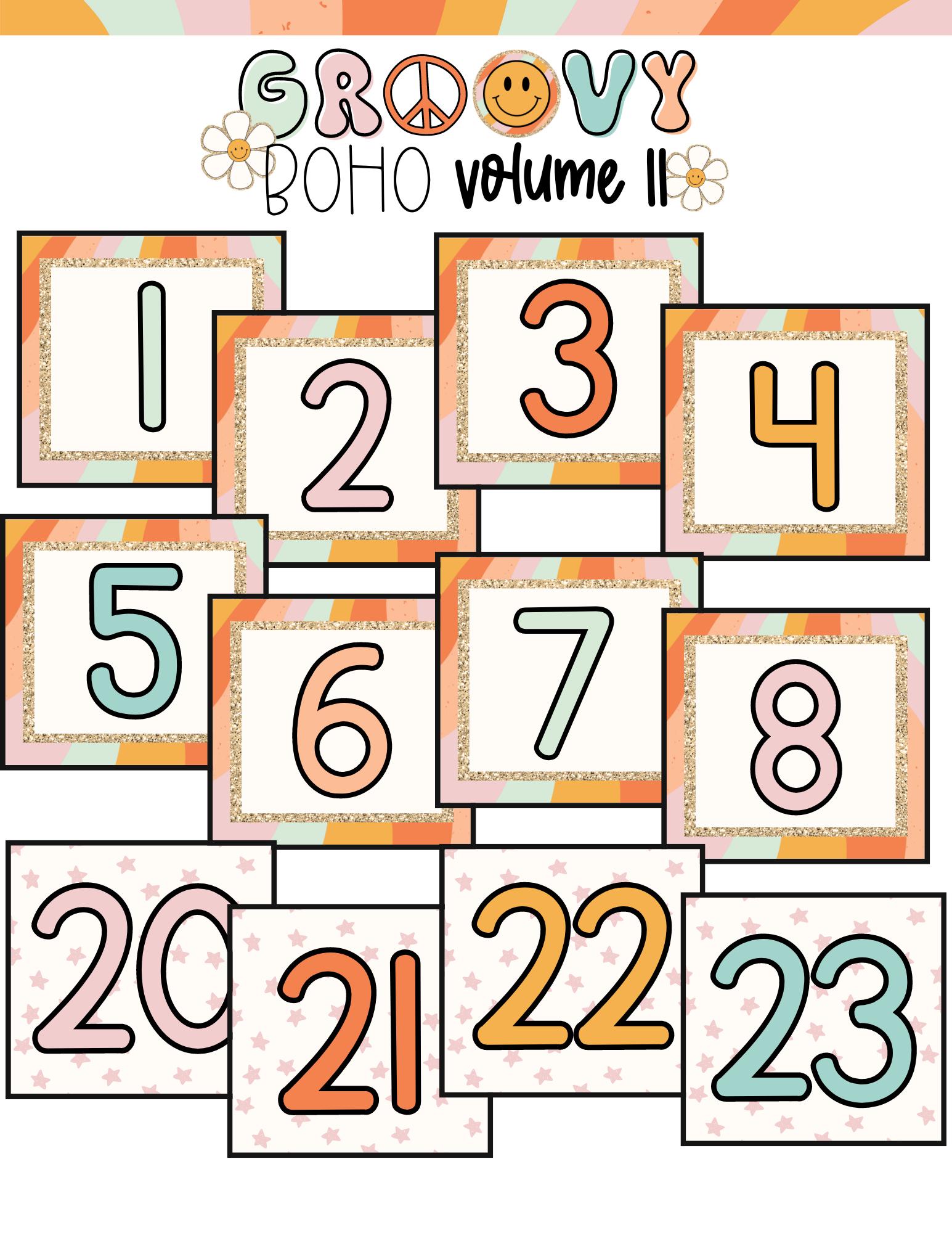 Groovy Boho Volume II Book Box Number Cards - Etsy