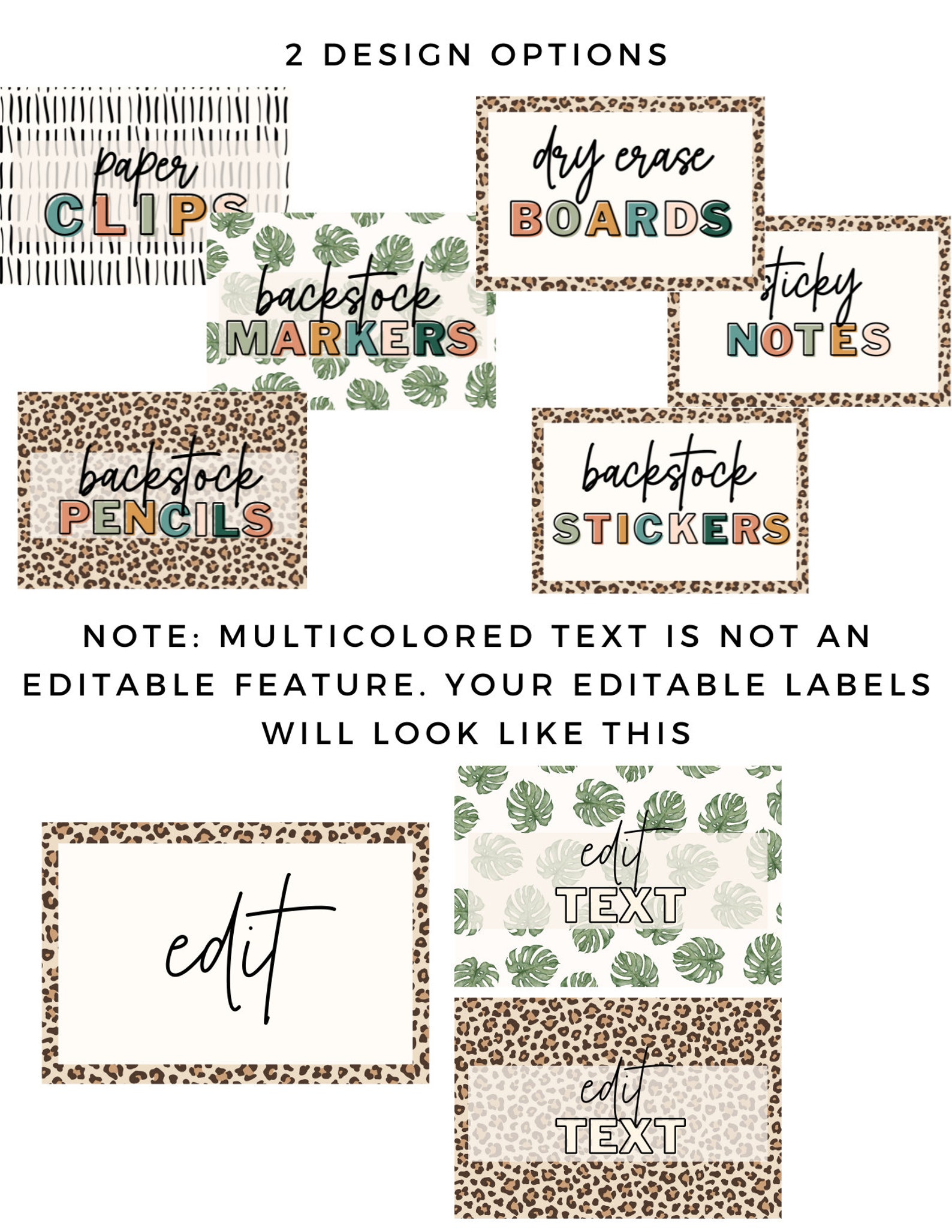 Boho Tropics Classroom Supply Labels - Etsy