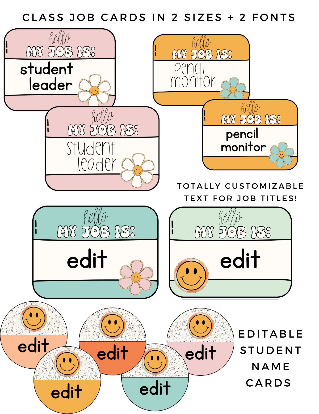 Groovy Boho Volume II Class Jobs Display [editable] - Etsy