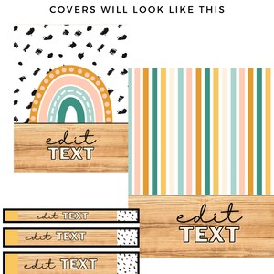 Modern Boho Rainbow Binder Covers [editable] - Etsy