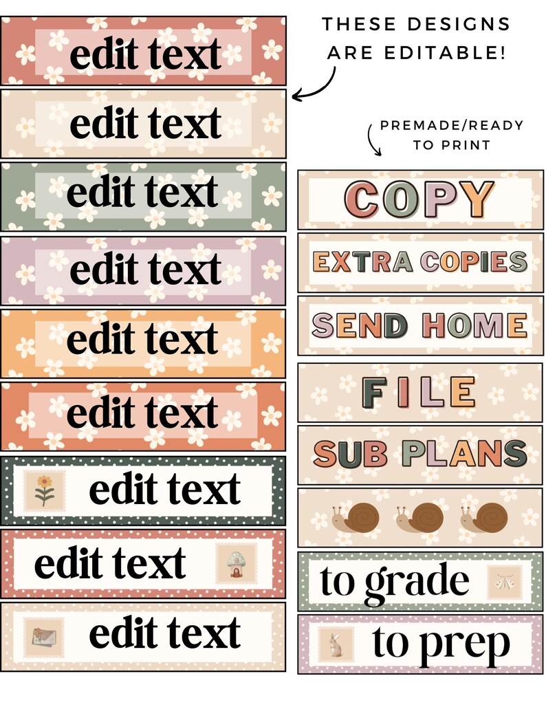 Cottagecore 10-drawer Cart Labels - Etsy