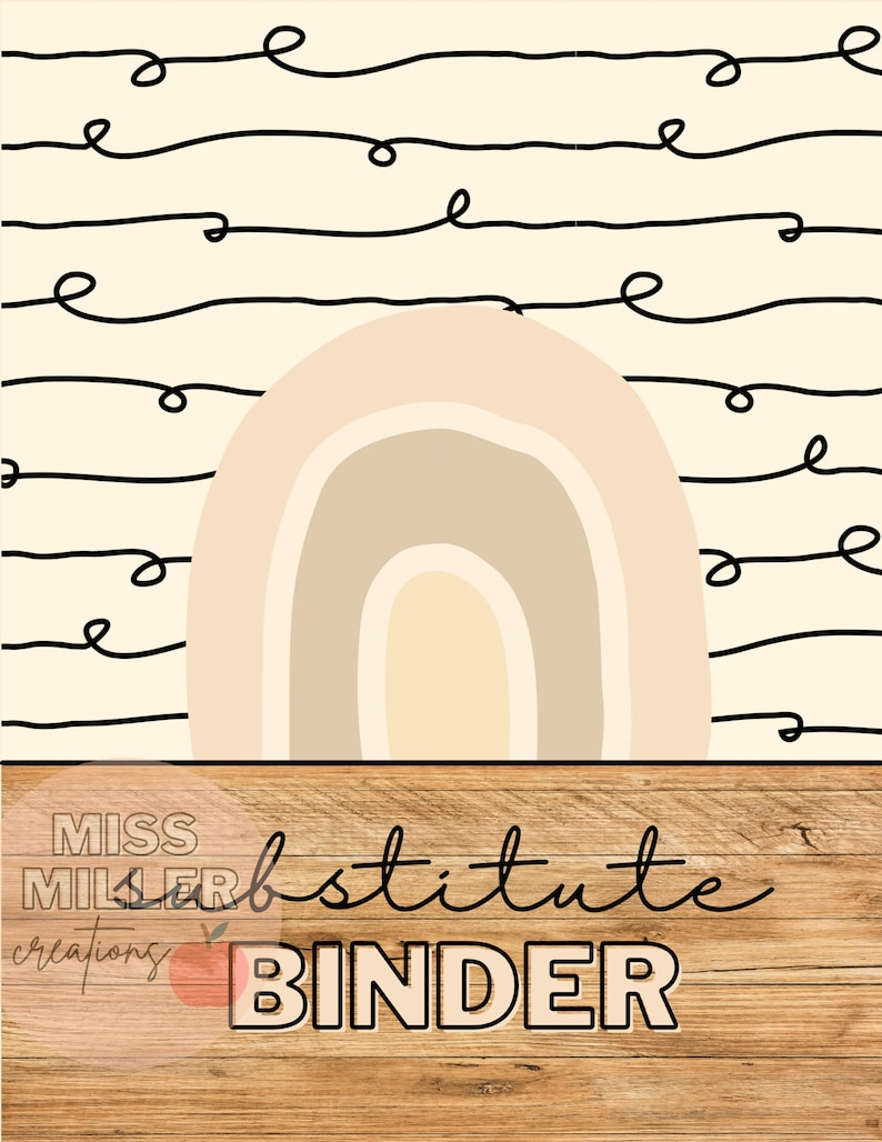 Neutral Boho Rainbow Binder Covers editable - Etsy