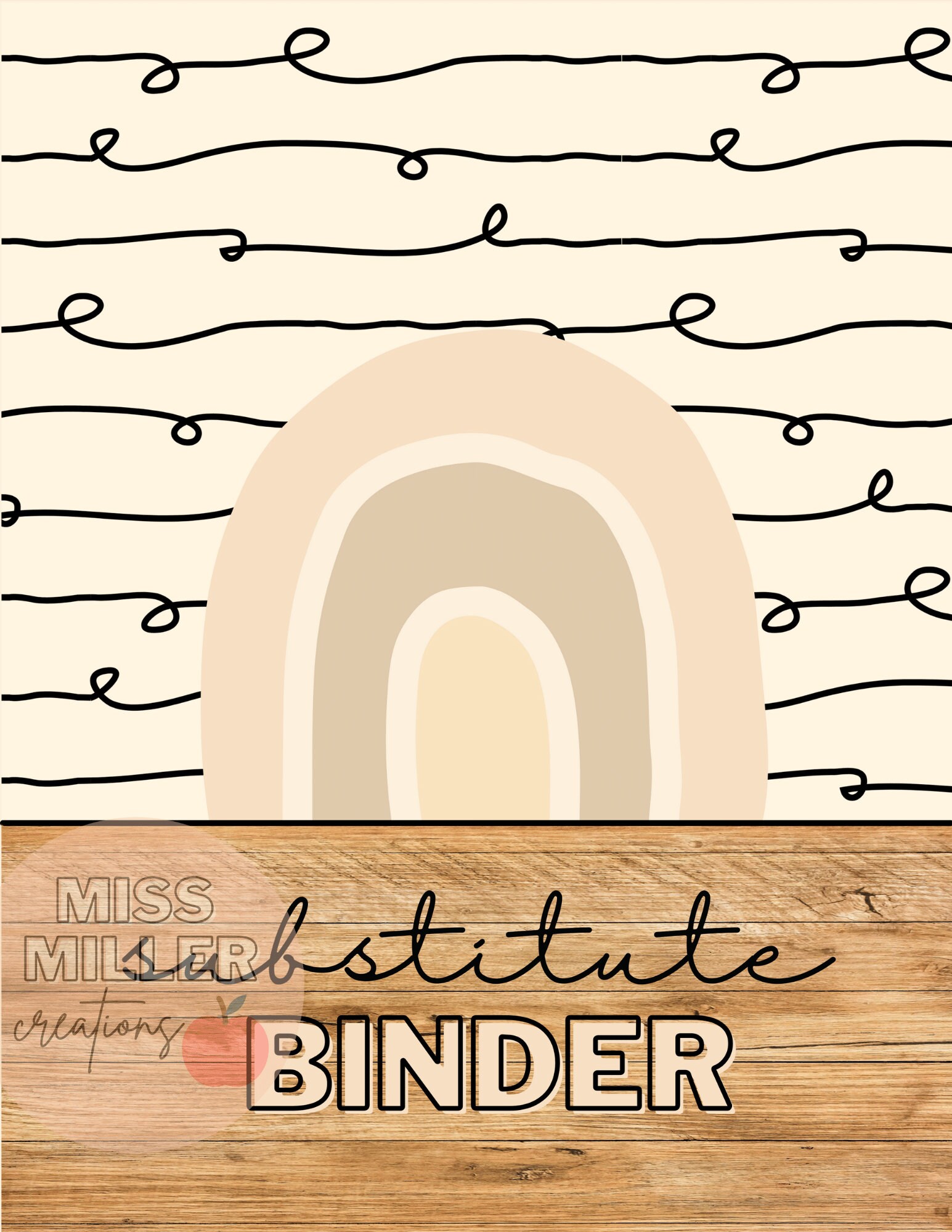 Neutral Boho Rainbow Binder Covers editable | Etsy