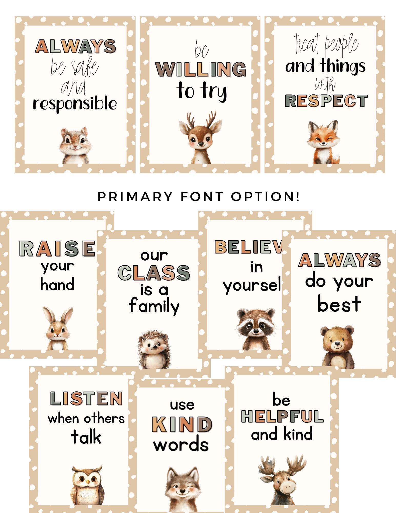Out of the Woods Class Rules Posters - Etsy