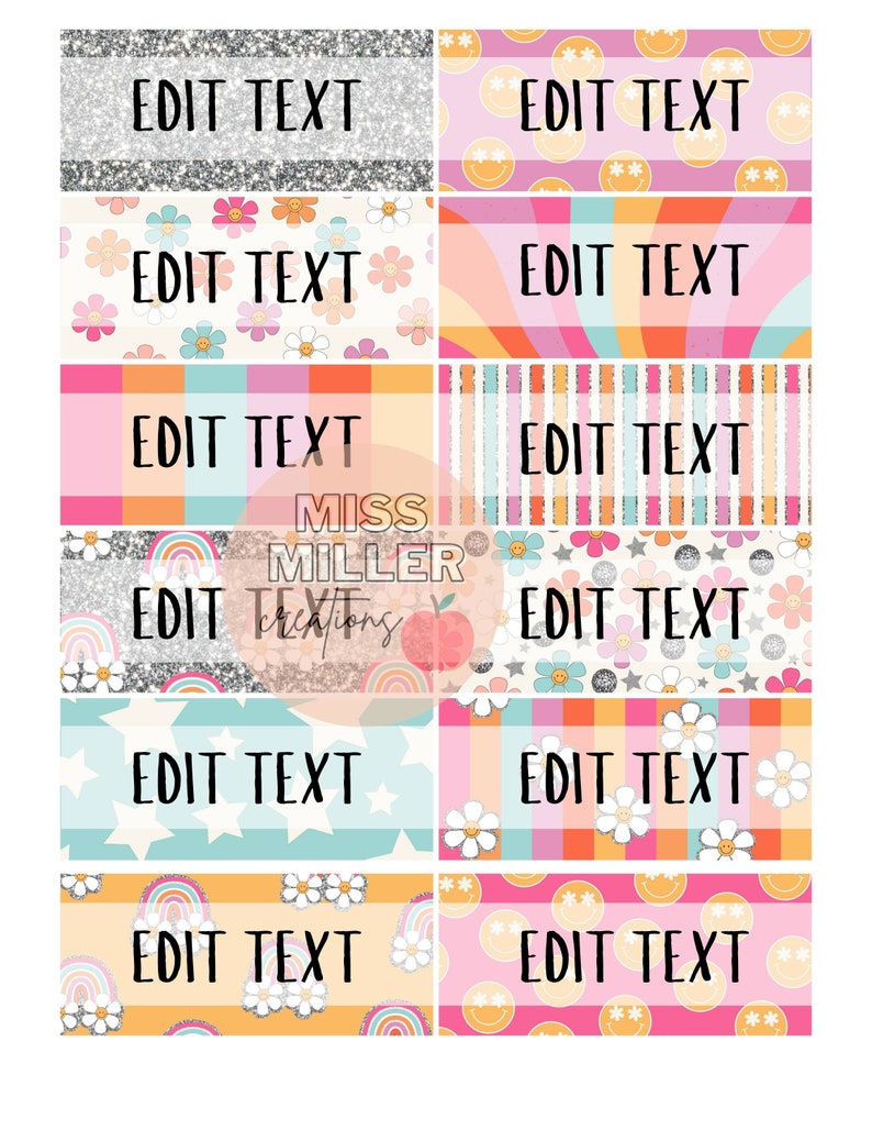Groovy Glitter Teacher Toolbox Labels [editable] - Etsy