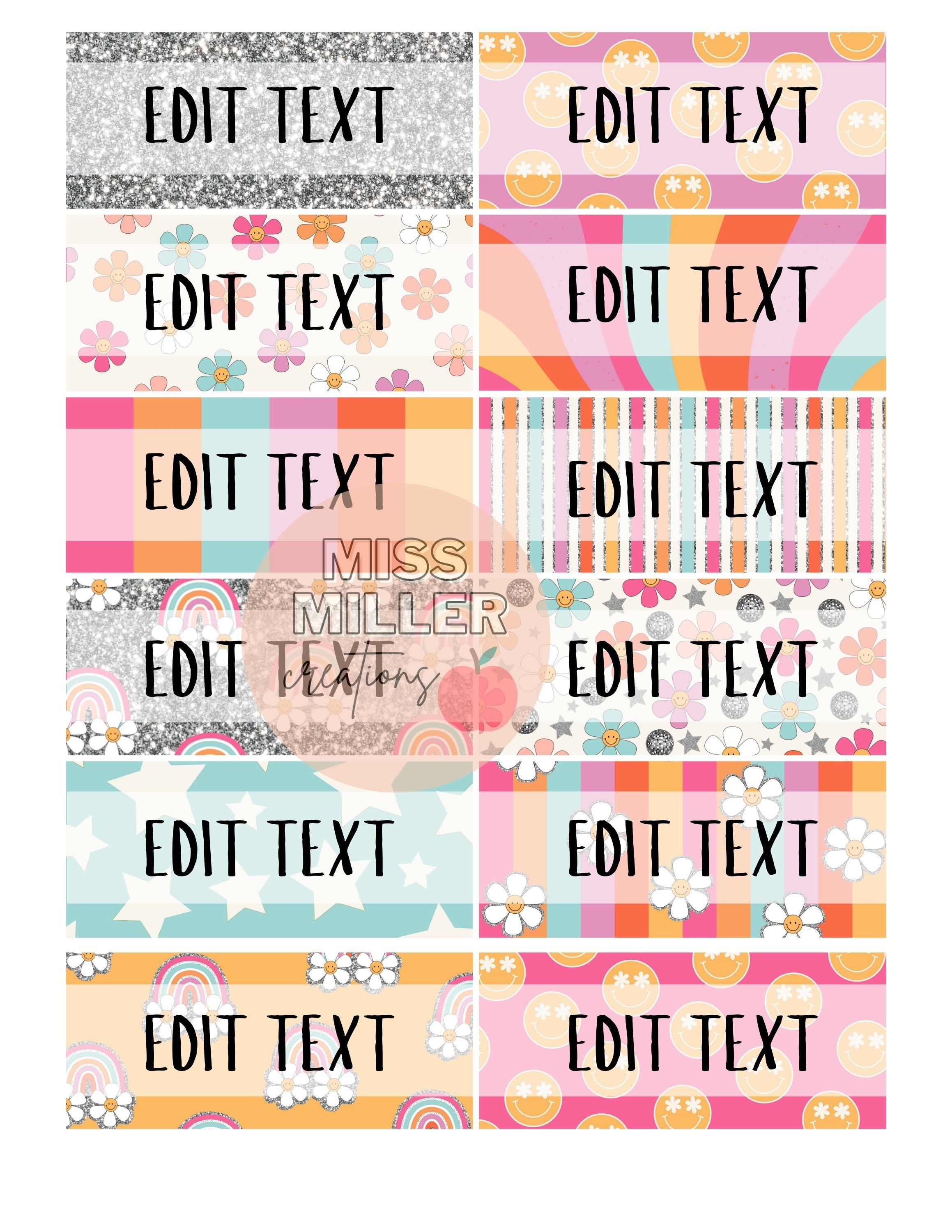 Groovy Glitter Teacher Toolbox Labels editable - Etsy